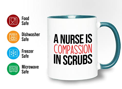 Bubble Hugs Nurse 2Tone Green Mug 11oz - A nurse is compassion - Labor Clinical Certified Nursing Assistant Surgical Emergency Oncology Practitioner
