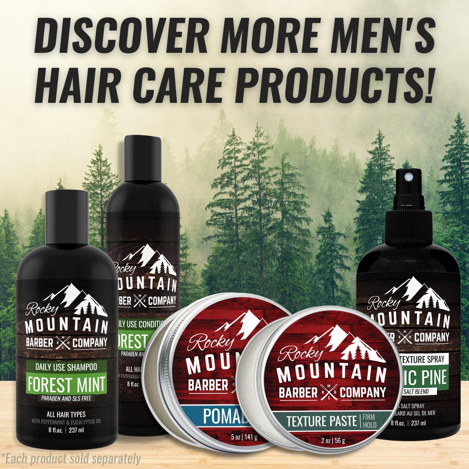 Rocky Mountain Barber Company Men's Shampoo - Tea Tree Oil, Peppermint & Eucalyptus for All Hair Types