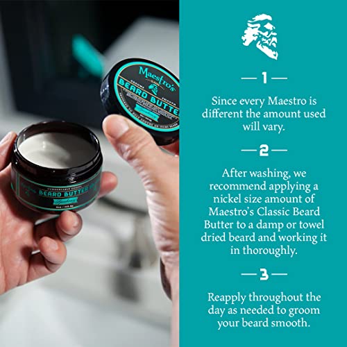 Maestro's Classic BEARD BUTTER | Anti-Itch, Extra Soothing, Hydrating Beard Creme For All Beard Types & Lengths- Speakeasy Blend, 4 Ounce