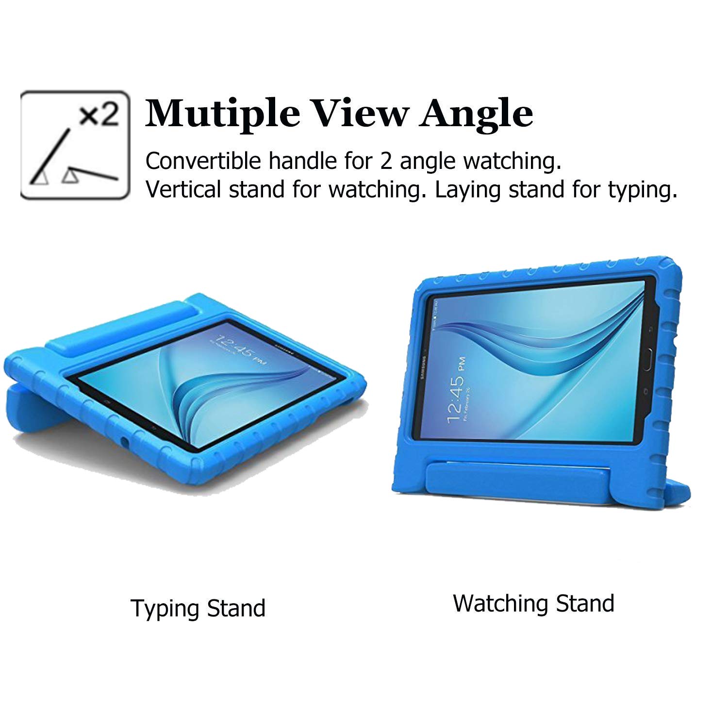 BMOUO Kids Case for Samsung Galaxy Tab E Lite 7.0 Inch - ShockProof Case Light Weight Kids Case Super Protection Cover Handle Stand Case for Children for Samsung Galaxy Tab E Lite 7 Inch Tablet - Blue