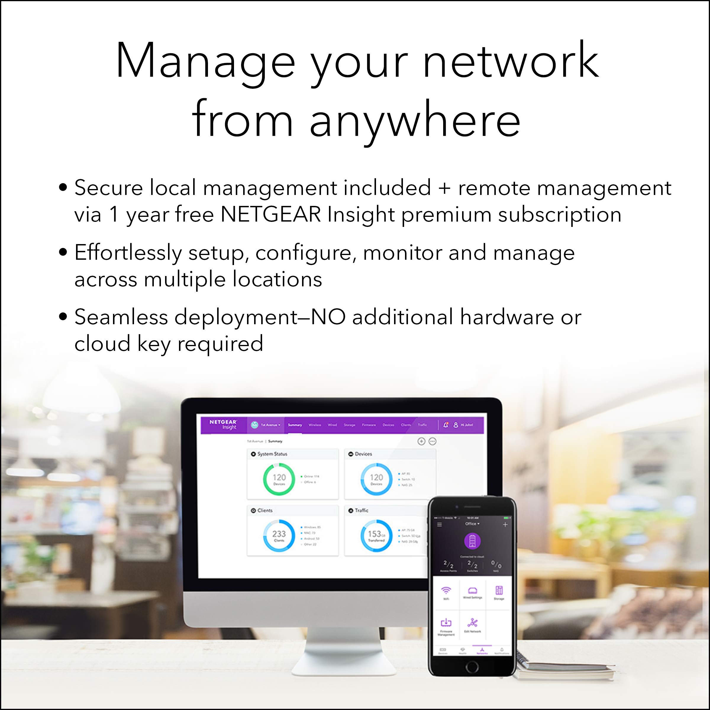 NETGEAR Wireless Mesh Access Point and WiFi Extender (WAC564) - Tri-Band AC3000 WiFi Speed | Up to 600 Devices | 4 x 1G Ethernet LAN Port | MU-MIMO