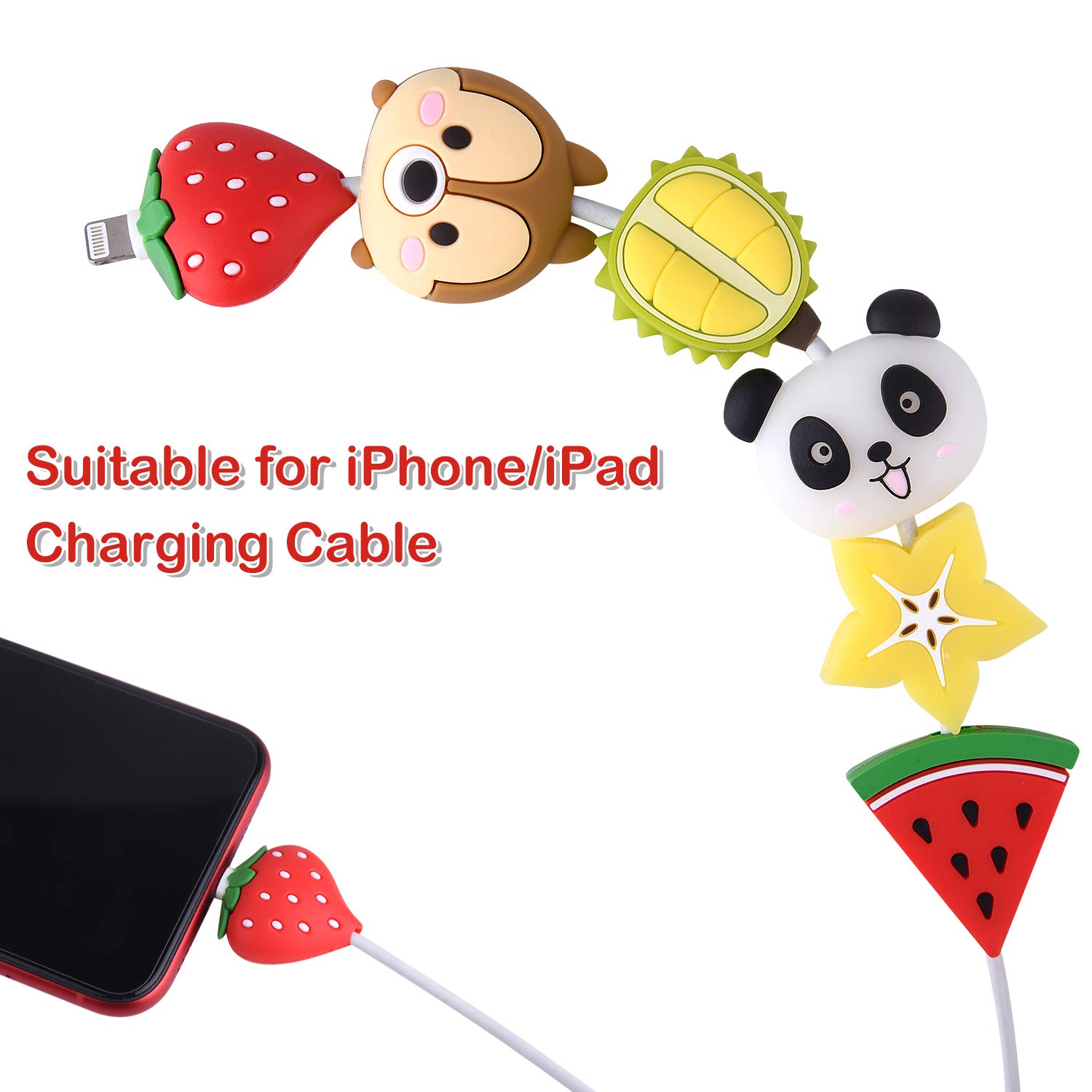 TUPARKA 18 Pcs Cable Protector for iPhone Charging Cable, Plastic Cute Fruit Drink Bottle Animal Charging Cable Saver, USB Cable Saver Phone Accessory Protect Charger Cable