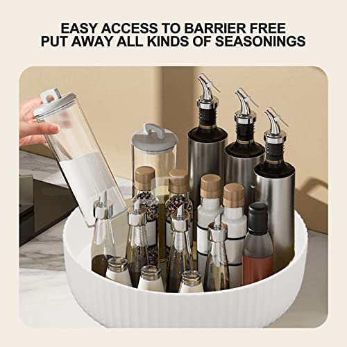 360 Degree Rotating Storage Rack Organizer Round Cosmetic Spice Rack Turntable for Kitchen Cabinet Pantry Small (White)