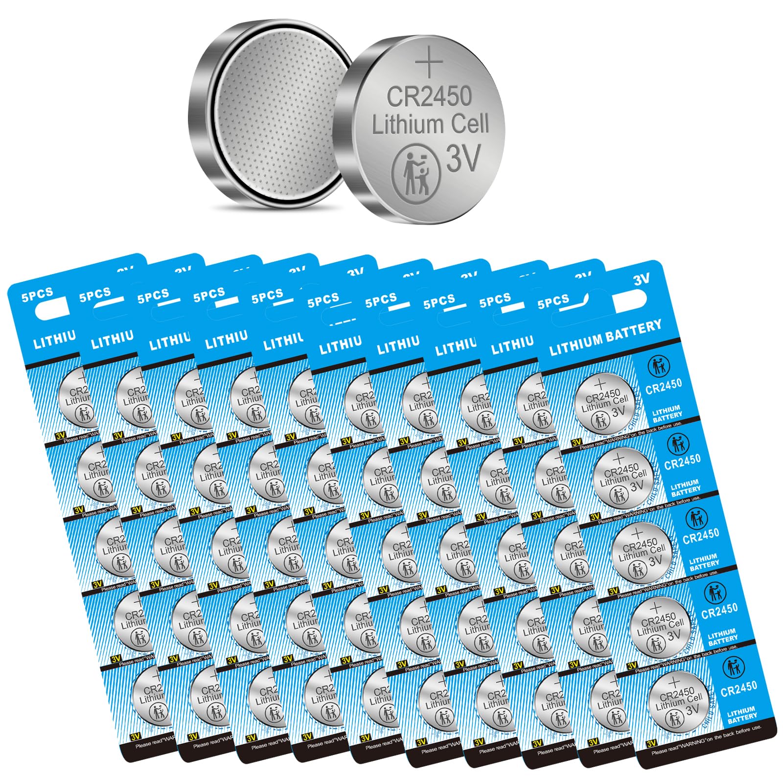 CR2450 Lithium Battery 3 Volt Coin Button 50 Pack
