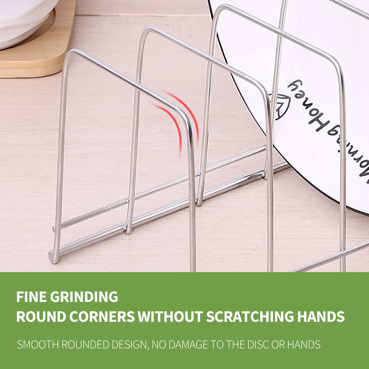 4Pcs Plate Organizer for Cabinet,Pot Lid Organizer Pot Lid Rack Holder Rest Storage for Cutting Boards,Bakeware,Cooling Racks,Pots & Pans,Serving Trays and Reusable Containers(Stainless Steel)
