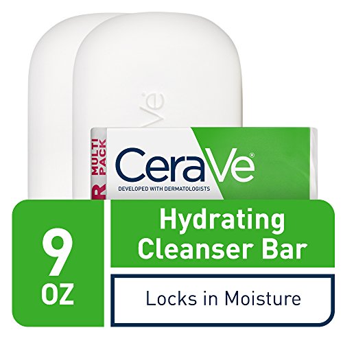 CeraVe Hydrating Cleanser Bar, Soap-Free Body and Facial Cleanser with 5% Cerave Moisturizing Cream, Fragrance-Free, 2-Pack, 4.5 Ounce Each