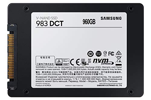 Samsung 983 DCT Series SSD 1.92TB - PCIe NVMe 2.5β 7mm Interface Internal Solid State Drive with V-NAND Technology for Business (MZ-QLB1T9NE), Black