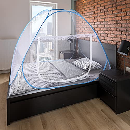 Tatuo Mosquito Net for Bed Portable Folding Net Bed with Bottom Pop up Mosquito Net Tent for Indoor and Outdoor Use Mosquito Netting for Adults Trip Camping Travel Home(74.8 x 39.3 x 43.3 Inch)