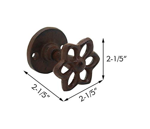 Parisloft Retro Cast Iron Single Hook - Rustic Wall Mounted Metal Hook for Coat, Key, Hat, Towel- Antique Brown - Set of 3