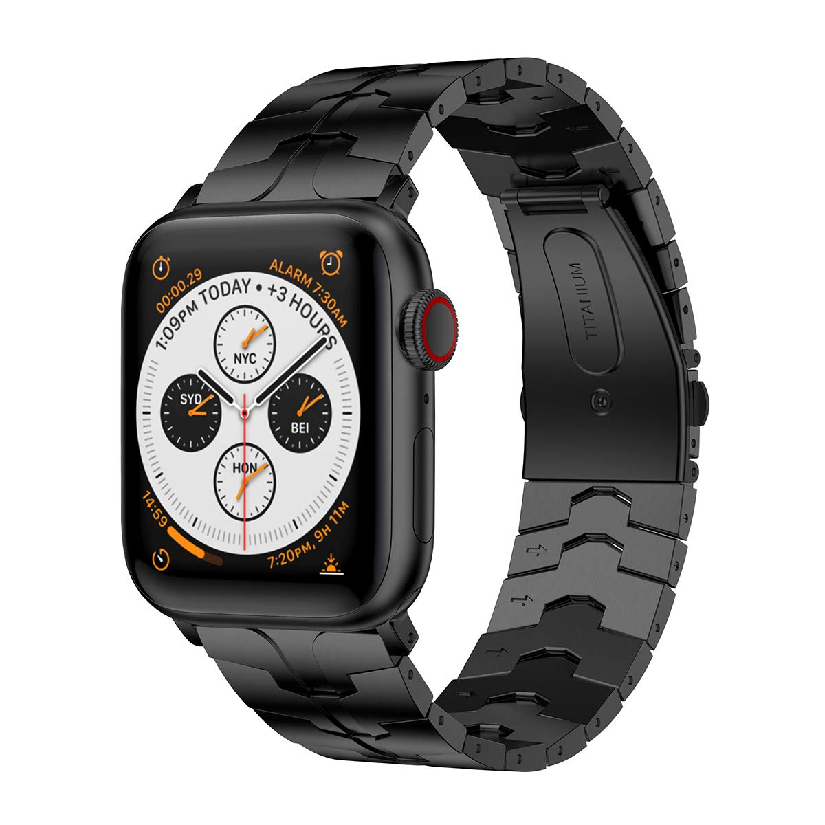 LDFAS Compatible for Apple Watch Band 49mm 45mm 44mm, Titanium Metal Watch Bands with Enhanced Durability Version Compatible for Apple Watch Ultra/SE, Apple Watch Series 8/7 Band, Black