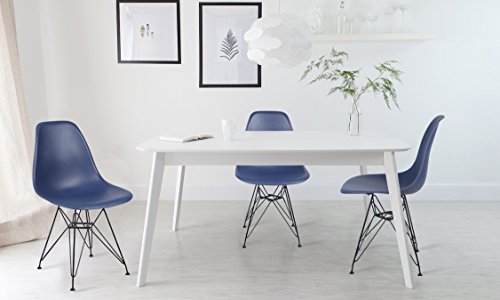 GIA Contemporary Armless Dining Chair, Qty of 1, Blue Seat with Black Metal Legs