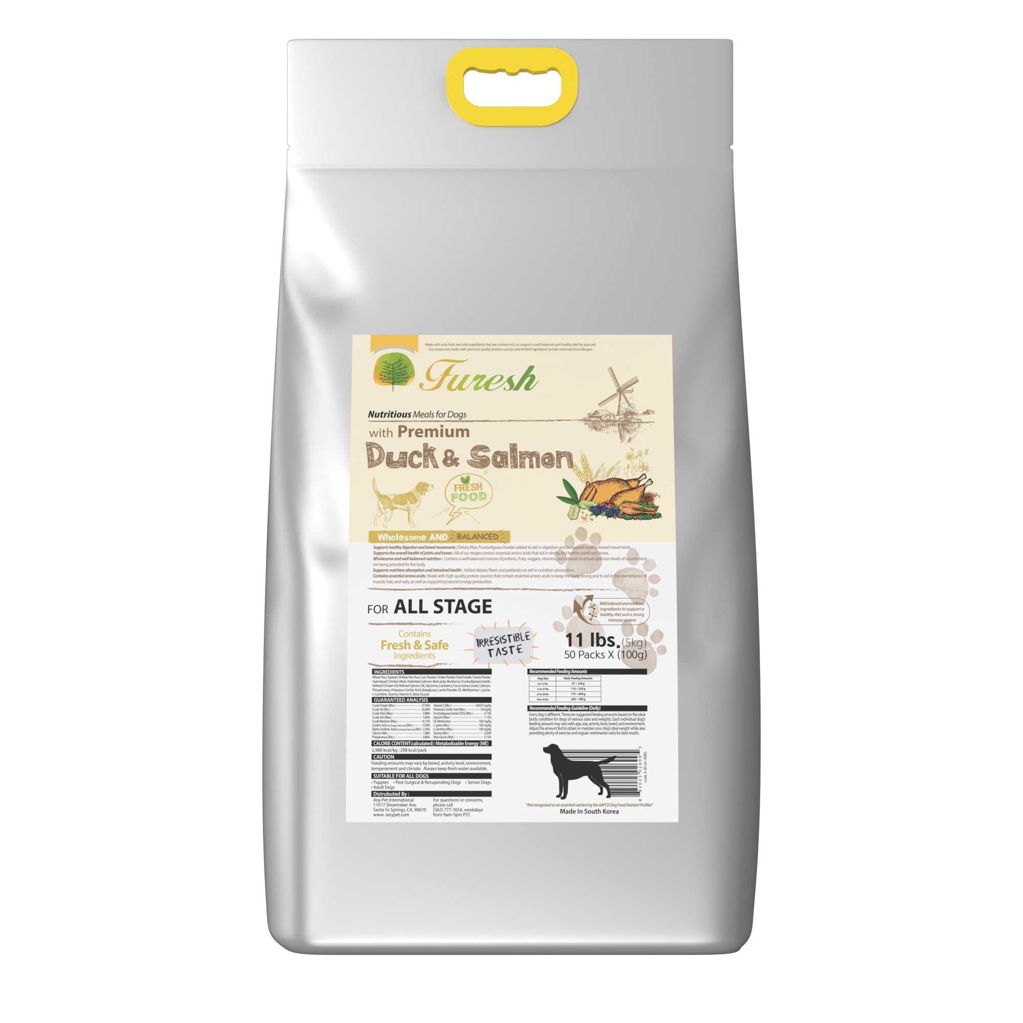 Alpha Dog Series FURESH Premium Natural Dry Dog Food Kibble | Duck + Salmon Recipe | Limited Ingredients | Natural Balance Dog Food Small Dogs, Puppies + Medium Breeds | All Stages (11 lbs.)