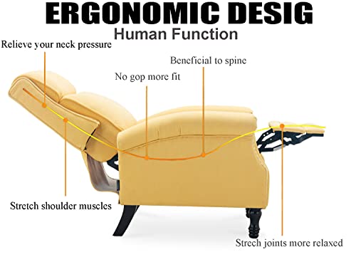 Altrobene Modern Accent Chair, Push Back Recliner Chair, Wingback Arm Chair for Living Room/Bedroom/Small Spaces, Yellow