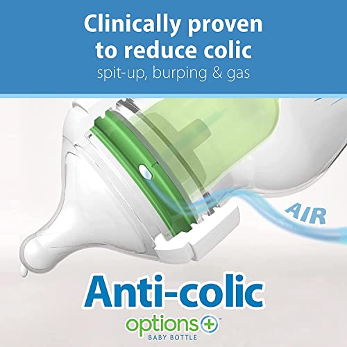 Dr. Brown's Natural Flow Anti-Colic Options+ Wide-Neck Glass Baby Bottle 5 oz/150 mL, with Level 1 Slow Flow Nipple, 1 Pack, 0m+
