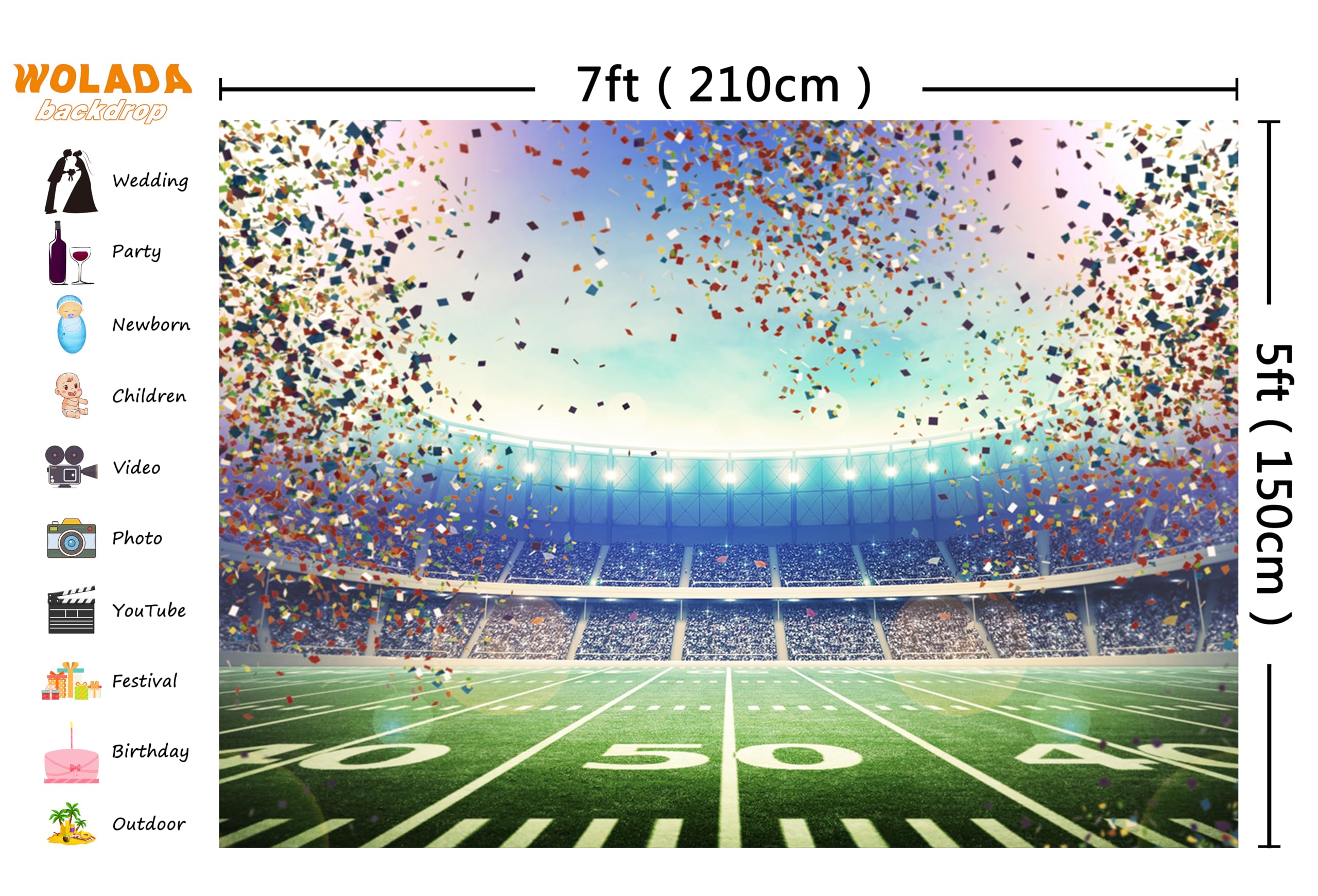 WOLADA Super Bowl Backdrop American Football Banner 7x5FT 11982
