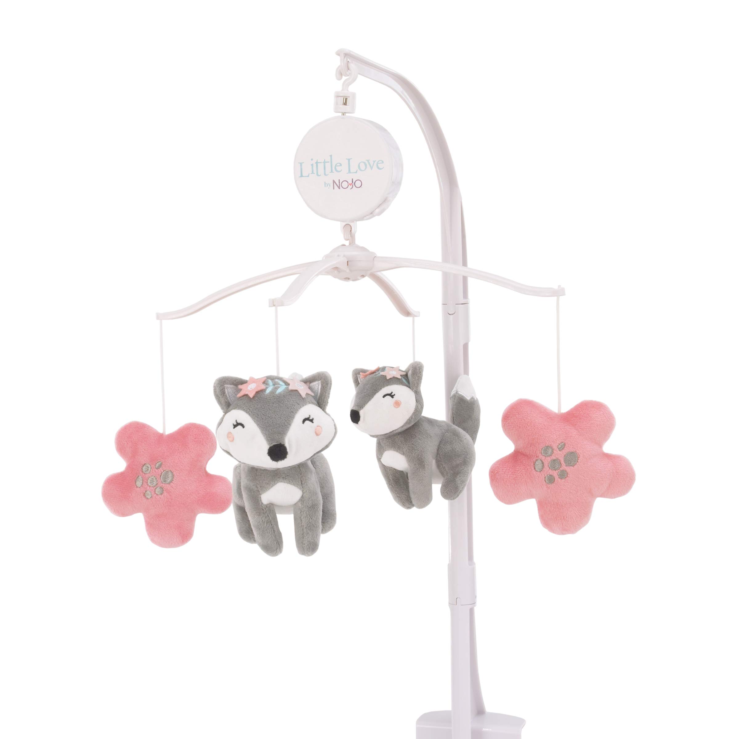 NoJo Little Love Desert Flower - Fox and Flowers Pink and Grey Musical Mobile