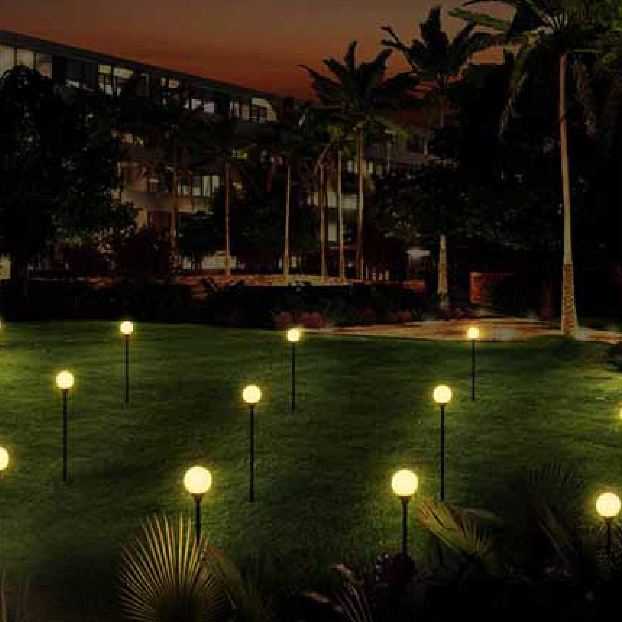 Aurio Outdoor Garden Pathway Yard Spikes, Color Changing Lights with Bluetooth Speaker, Smart Pixel Bulbs, 15-Pack