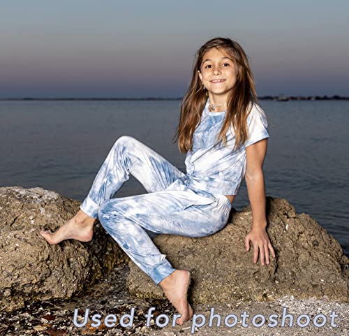 Arshiner Tie Dye Jogger Sets for Girls Casual Twist Front Tops & Pants Set Dusty Blue 8-9 Years Old