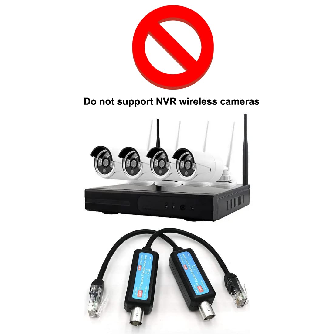 IP Passive Extender Ethernet Over Coax 1-CH, IP Network to Coaxial Transmitter IP Network Converter Fit CCTV Camera UTP RG59/ RJ45 4-Wired 1236 Cable No. BNC Video Balun Only Fit POE Camera System
