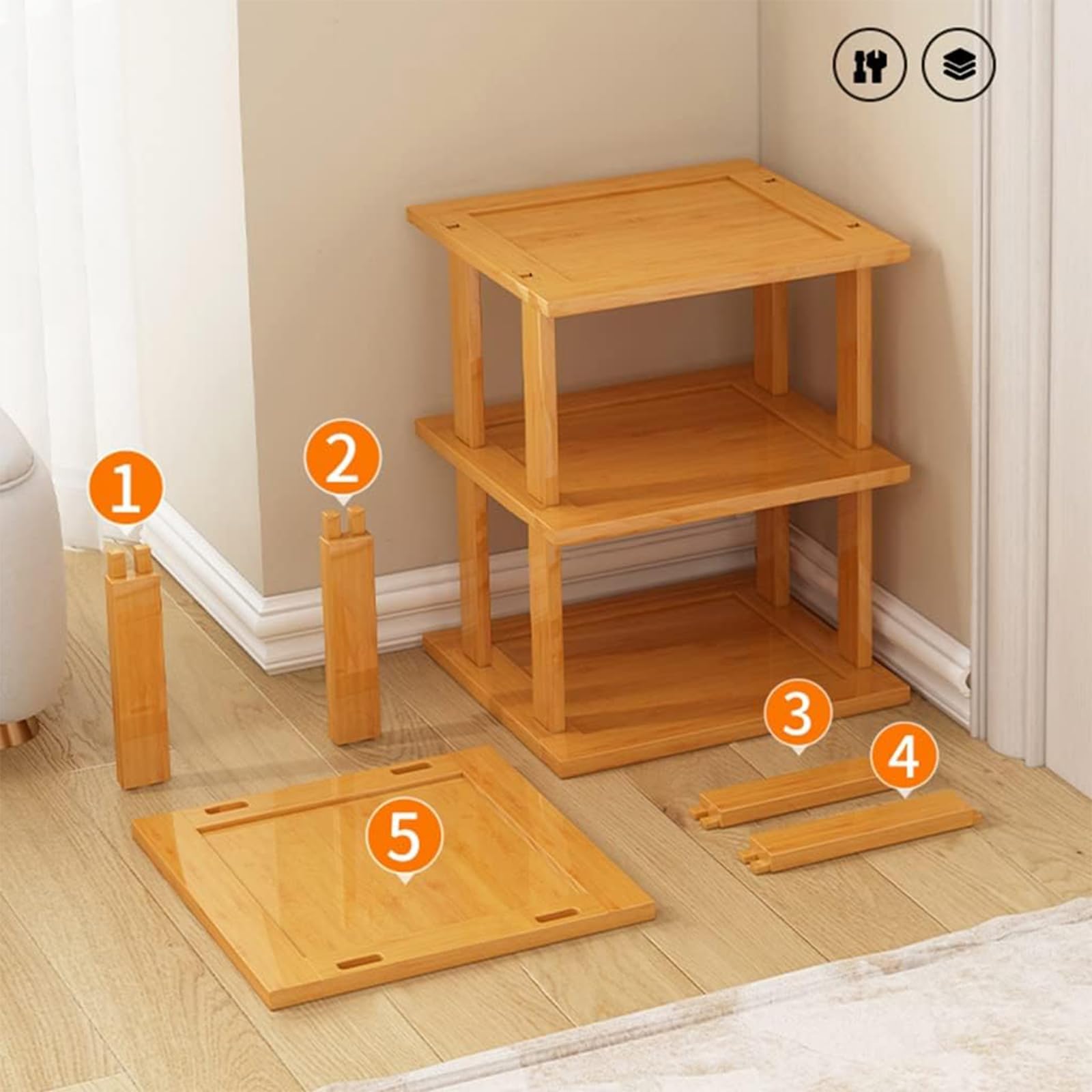7 Tiers Bamboo Shoe Rack,Vertical Shoe Rack for Small Spaces,Tall Narrow Shoe Rack Organizer for Hallway,Closet Entryway Corner Garage and Bedroom,Skinny Shoe Shelf Free Stackable,Space Saving Storage