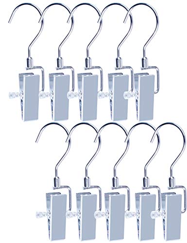 CreooGo Laundry Hangers with Swivel Hooks Hold Boots Clips Pin Stainless Steel Portable for Travel Clothes Towel Pack of 10