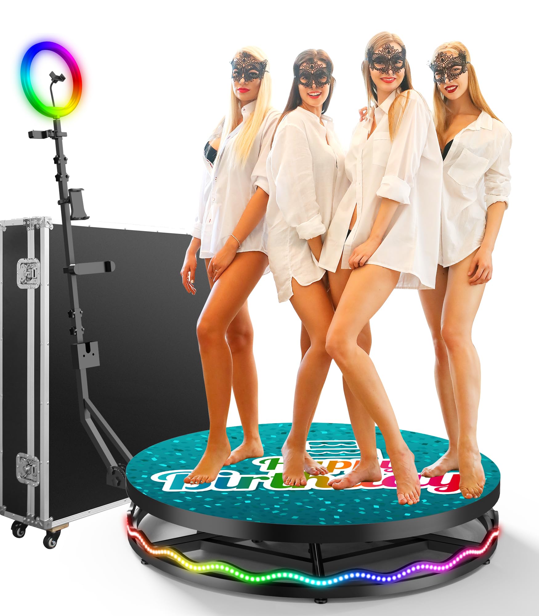 360 Photo Booth Machine for Parties with Ring Light Free Custom Logo Stand on Remote Control Automatic Slow Motion 360 Spin Photo Camera Booth