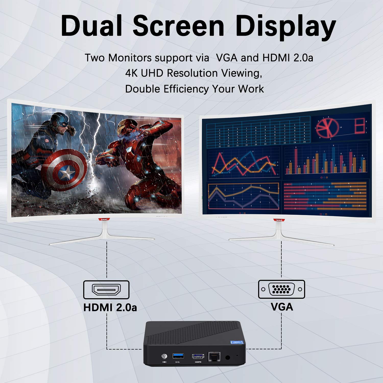MINISFORUM N40 Mini PC UHD 4K@60Hz Celeron N4020(up to 2.8GHz) Fanless Mini Computer, DDR4 4GB+64GB eMMC, DIY SSD, Dual Band WiFi, HDMI&VGA Desktop Mini Computer