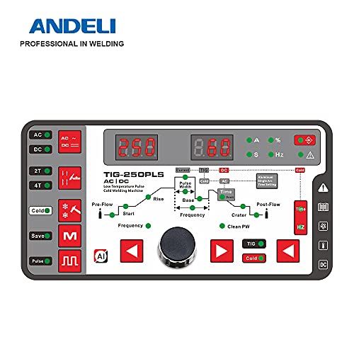 ANDELI 110V/220V 200AMP Aluminum Tig Welder, AC/DC Tig Welder With Pulse Cold Welding Machine TIG-250PLS AC DC (Al SUIT)