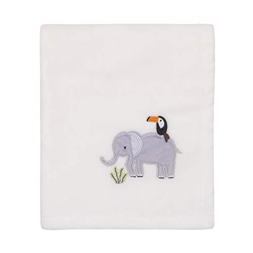 NOJO Growing Wild Grey, Orange, Green and White 8 Piece Jungle Safari Crib Bedding Set with Comforter, 2 Fitted Crib Sheets, Dust Ruffle, Diaper Stacker, Decorative Pillow, Baby Blanket