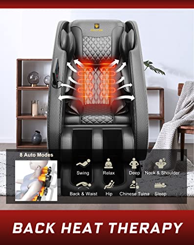 BILITOK Massage Chair Recliner with Zero Gravity, Full Body Massage Chair with Heating, Bluetooth Speaker, Airbags, Foot Roller, Touch Screen, Space-Saving for Office,Faux Leather (Black)