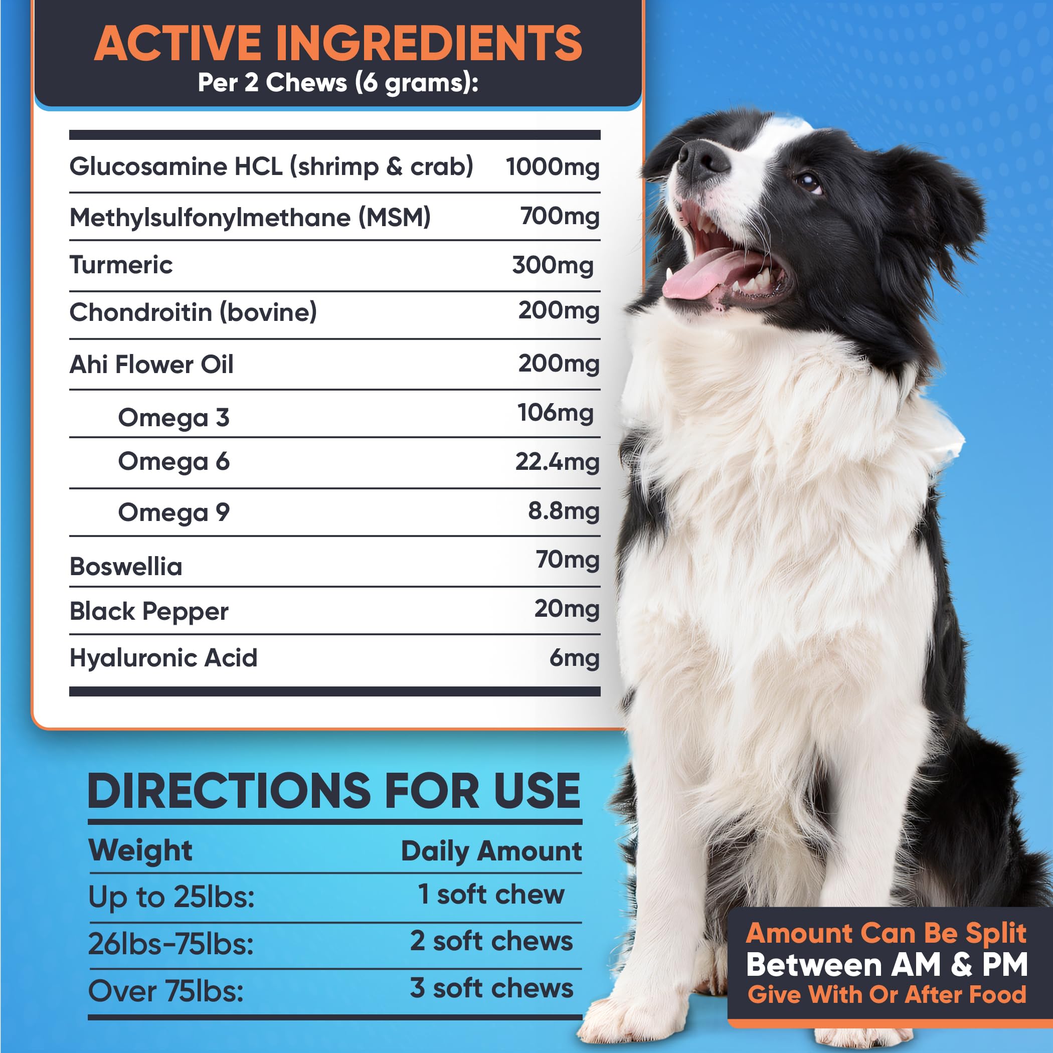 Senior Dog Joint Supplement -1000mg Glucosamine for Dogs -Advanced Hip & Joint Support Chews w/Glucosamine, Chondroitin, MSM, Turmeric & Omega 3 for Pain & Inflammation Relief, Improved Mobility