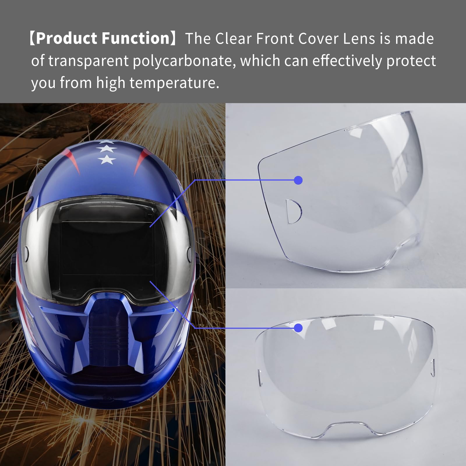 5 PACK 0700000802 Clear Front Cover Lens, Clear Polycarbonate Outside Cover Lens, 3.93" x 2.36" Viewing Lens, A50 Welding Helmet Cover Lens, Compatible with ESAB 0700000800 Sentinel A50 Welding Helmet