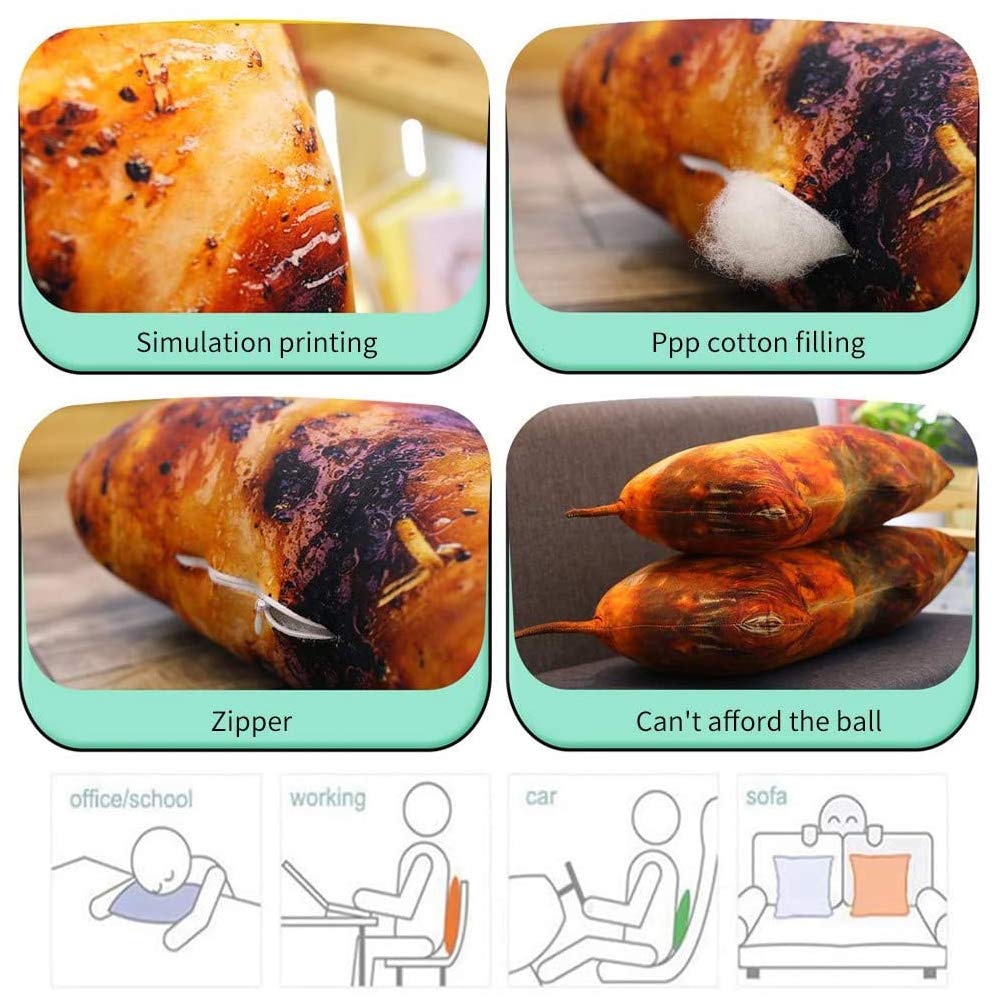 7.9'' Car Pillow,Simulation Food Chicken Leg Plush Toy Chicken Wing Drumstick Fried Pillow Cushion Soft Throw Pillow Home Birthday Gift