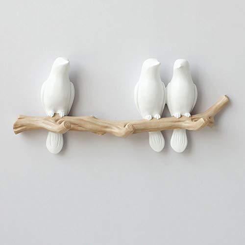 Sahobbiehop Hooks Wall Mounted White Stick, 4 Birds Hooks, 3 Birds Hooks, 2 Birds Hooks, Space Saving Hanger for Wall, Hooks to Hangs Bags,Coats,Scarves (White 4birds Hooks)âŚ