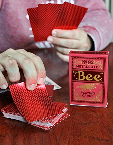 bee MetalLuxe™ Playing Cards - Red Foil Diamond Back, Standard Index