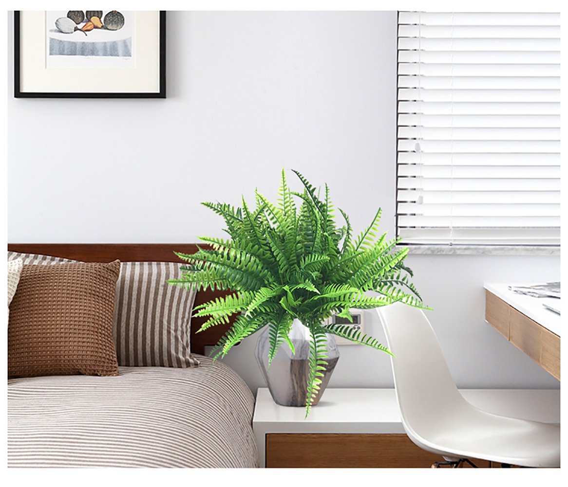 Beebel Artificial Shrubs 4 Bunches Artificial Boston Fern Plants Greenery Bushes Flower for House Office Garden Indoor Outdoor Decor