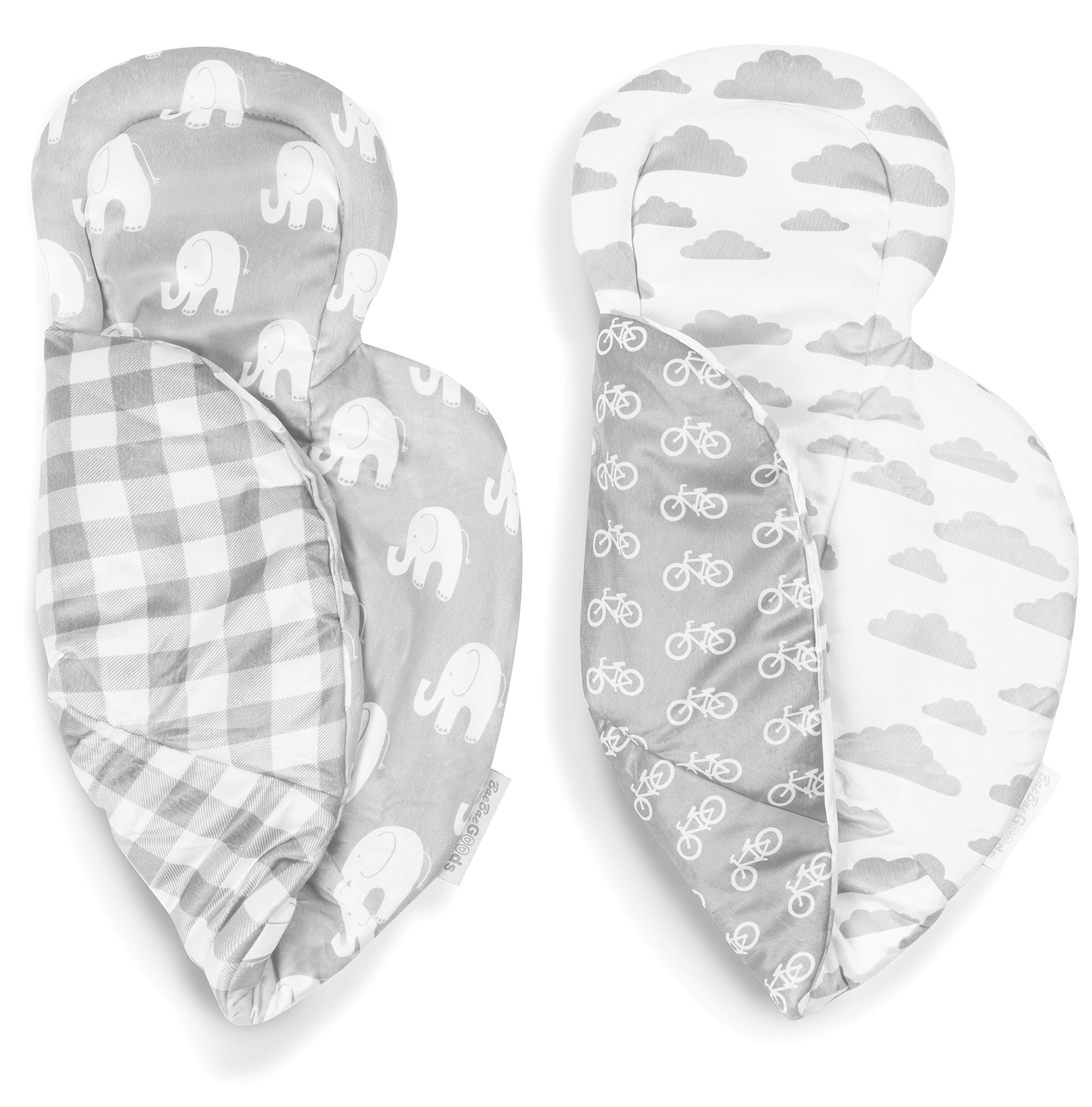 Infant Insert Compatible with 4Moms Mamaroo & Rockaroo – Car Seat Insert 2 Pack – Reversible Infant Car Seat Insert – Soft Plush Minky Car Seat Head Support Insert
