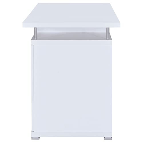 Coaster Furniture Tracy Modern Contemporary 2 Drawer Home Office Computer Desk with Keyboard Tray Storage File Cabinet White 800108