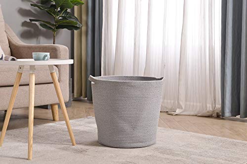 Grey-Clothes Basket with Handles, Laundry Basket, Hampers for Laundry, Grey Rope Basket Grey, Woven Blanket Basket, Toy Baskets, Floor Basket, Towel Basket, Environmental Protection Material