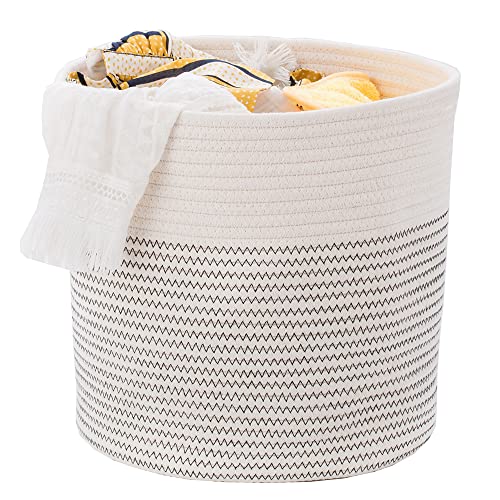Cotton Rope Storage Basket with Handles for Baby Gift Laundry Hamper Kids Toy Storage Nursery Closet Organization Dog Toy Basket Bathroom Decor