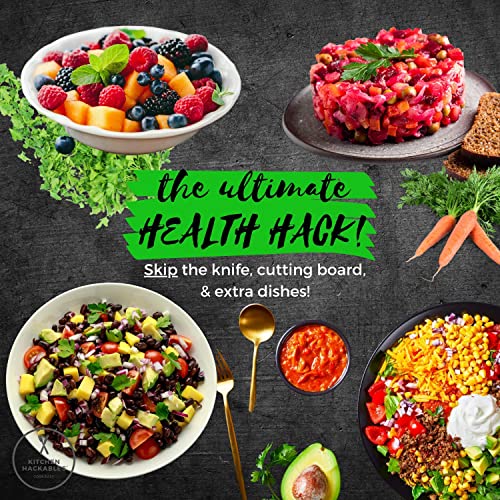 Salad Chopper Blade and Bowl β Stainless Steel Salad Cutter Bowl with Chef Grade Mezzaluna Salad Chopper β Ultra-Fast Salad Prep by Kitchen Hackables