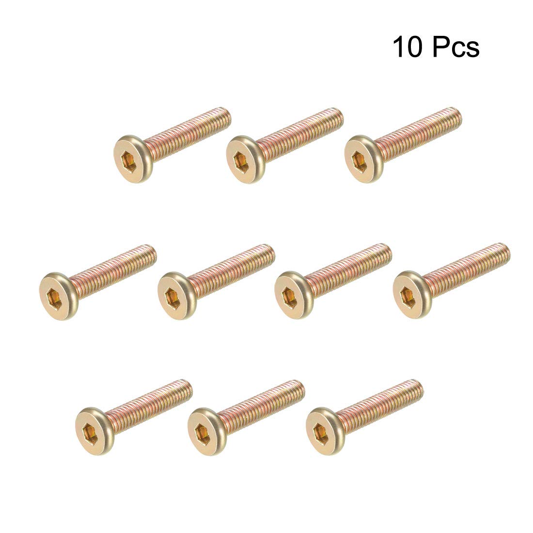 uxcell M6x30mm Furniture Screw Hex Socket Machine Screws Zinc Plated Fasteners Bolts Full Thread Carbon Steel 10Pcs