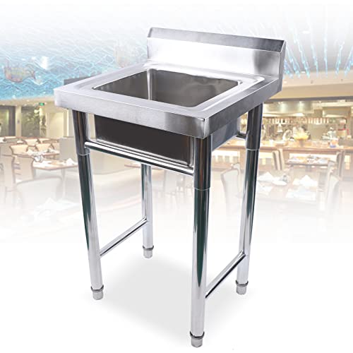 Commercial Stainless Steel Catering Sink, Catering Single Sink Utility Kitchen Wash Basin for Restaurant, Wash Table Single Bowl, 19.69x19.69 Inch