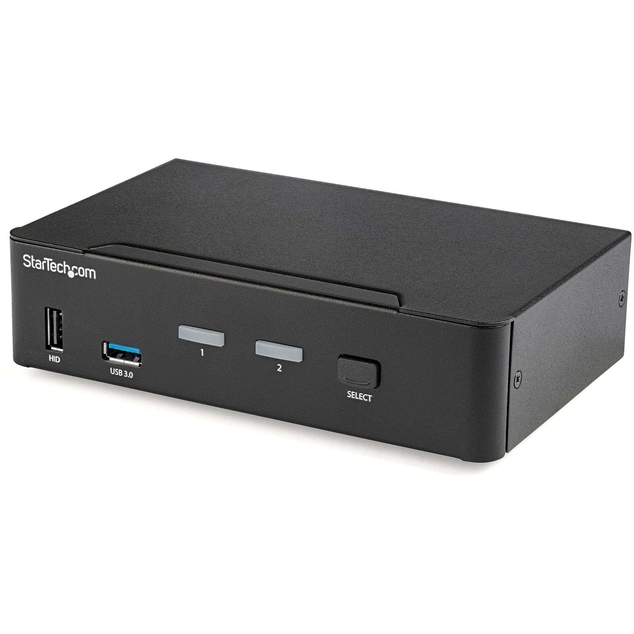 StarTech.com 2 Port DisplayPort KVM Switch - 4K 60Hz - Single Display - Dual Port UHD DP 1.2 USB KVM Switch with Integrated USB 3.0 Hub & Audio-Dell HP Apple Lenovo-TAA Compliant (SV231DPU34K), Black
