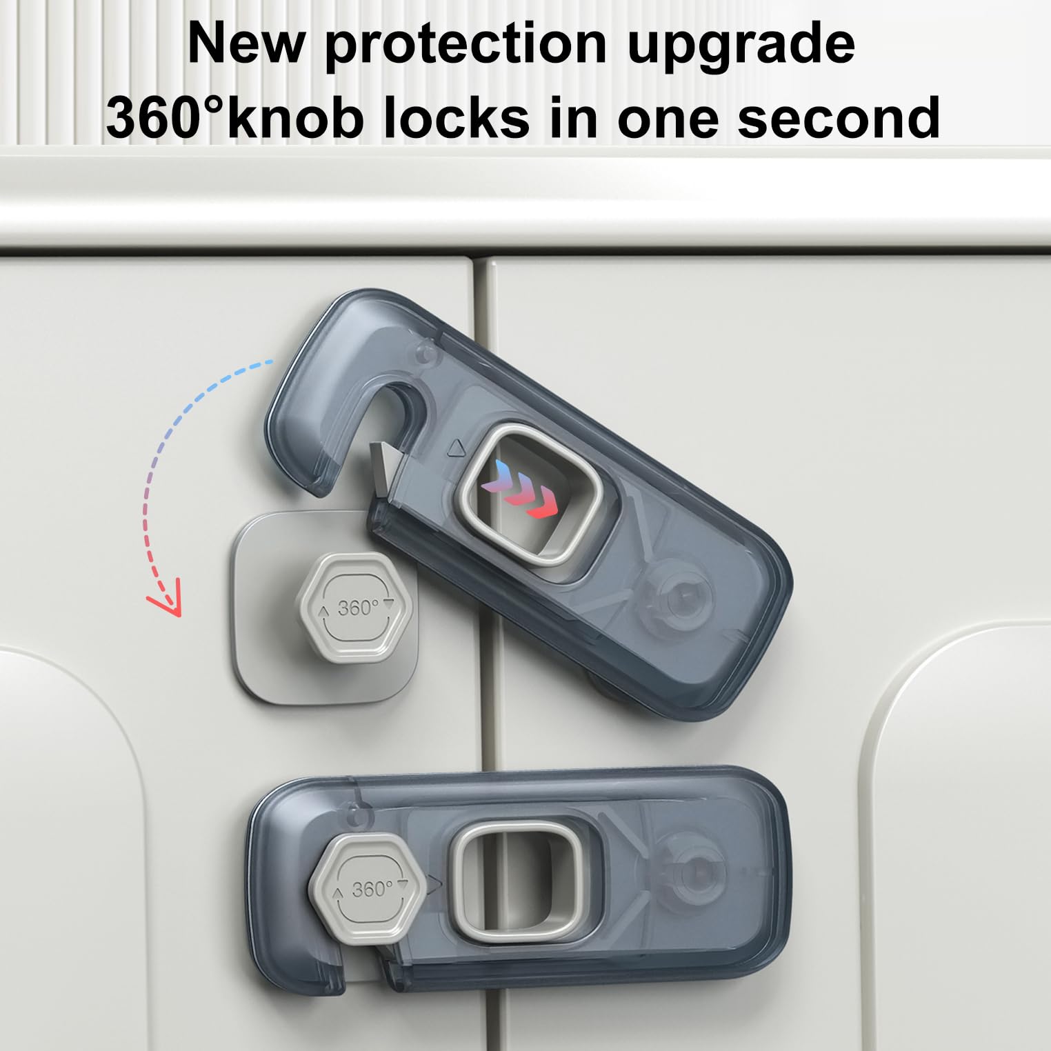 5 Pack Child Proof Refrigerator Lock, QYESWHSR Fridge Locks for Kids with Sticky Adhesive Pads, Child Safety Locks for Doors, RV Refrigerator, Oven Lock Child Safety Baby Cabinet Locks - Clear Updated