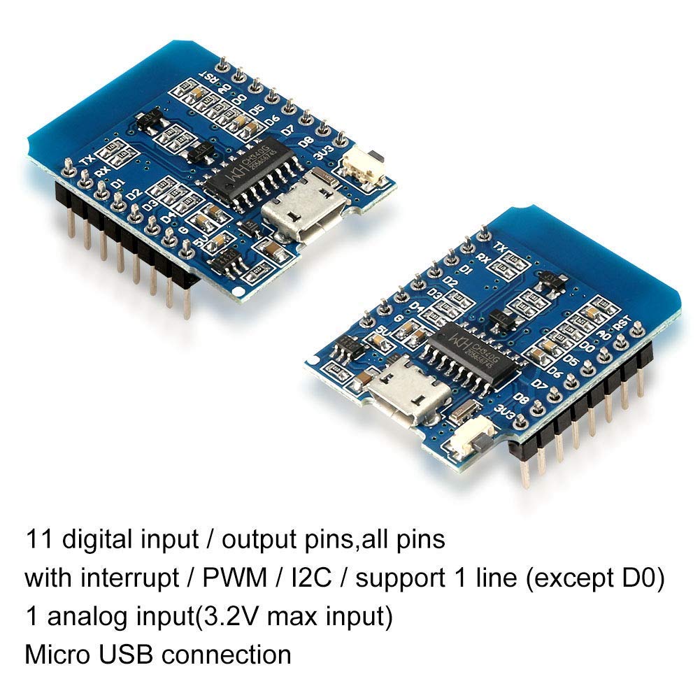 Ultrasir ESP8266 ESP-12 ESP-12F NodeMcu Mini D1 Module Lua 4M Bytes WLAN WiFi Internet Development Board Base on ESP8266 ESP-12F for Arduino,Compatible with WeMos D1 Mini (1pcs)…