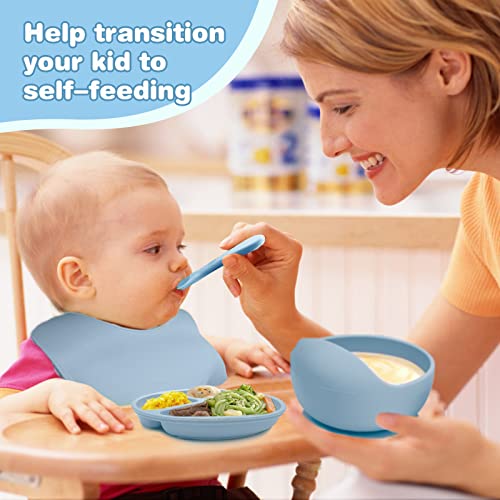 Baby Feeding Set Silicone Toddlers Weaning Feeding Sippy Cup with Straw and Laid Baby Feeding Supplies Set
