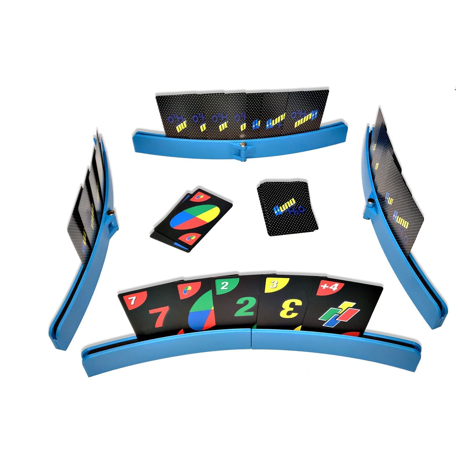 BRADYS HOUSE Card Holder for Playing Cards Foldable 4 Pieces | Plastic Playing Card Holders for Kids Adults & Seniors | 13 Inches Curved Game Card Organizer Holder Racks