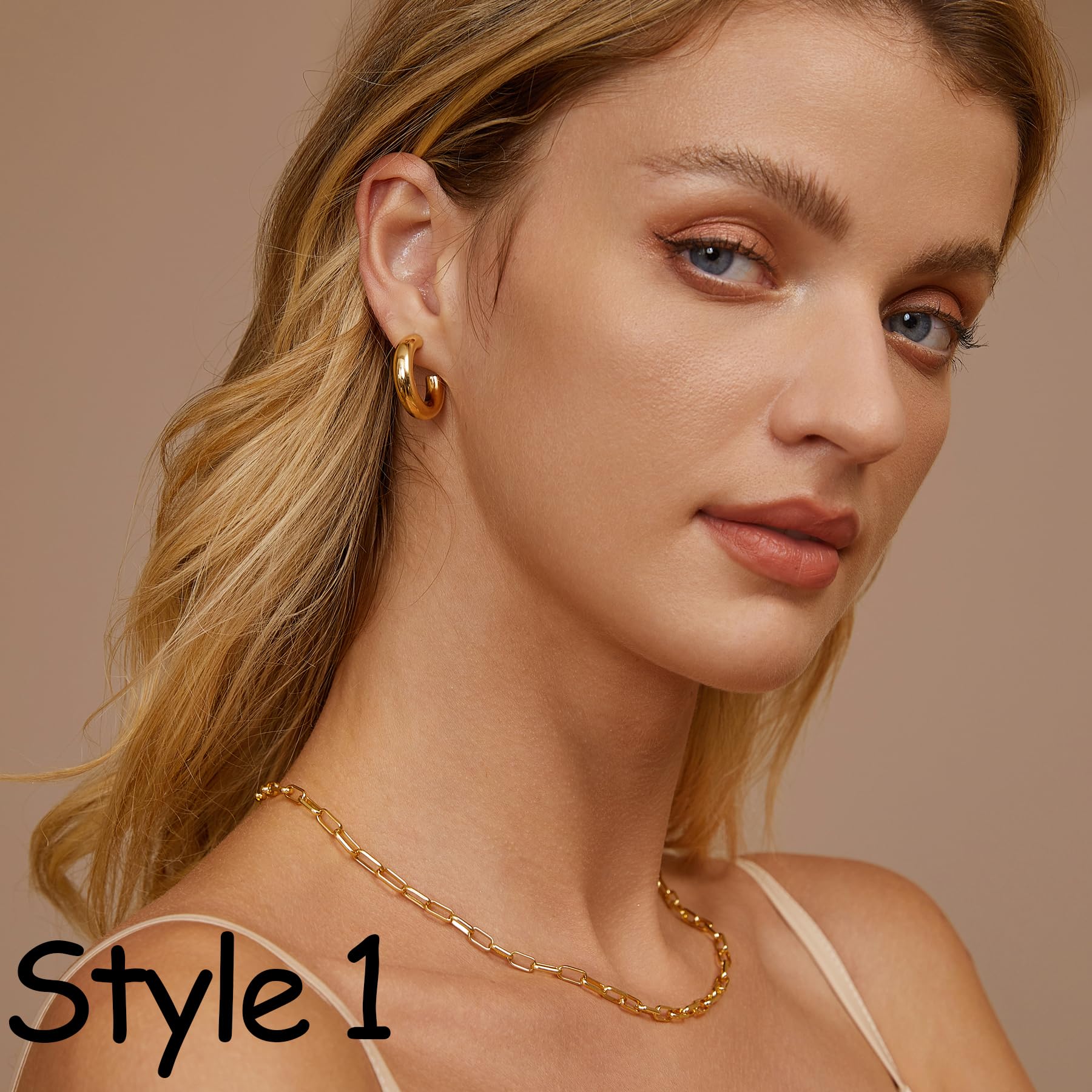 3 Pairs Gold Square Hoop Earrings for Women, 14K Real Gold Plated Lightweight Rectangular Earrings for Gifts (Square)