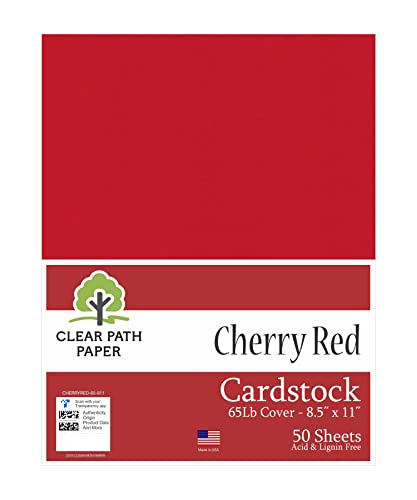 Cherry Red Cardstock - 8.5 x 11 inch - 65Lb Cover - 50 Sheets - Clear Path Paper